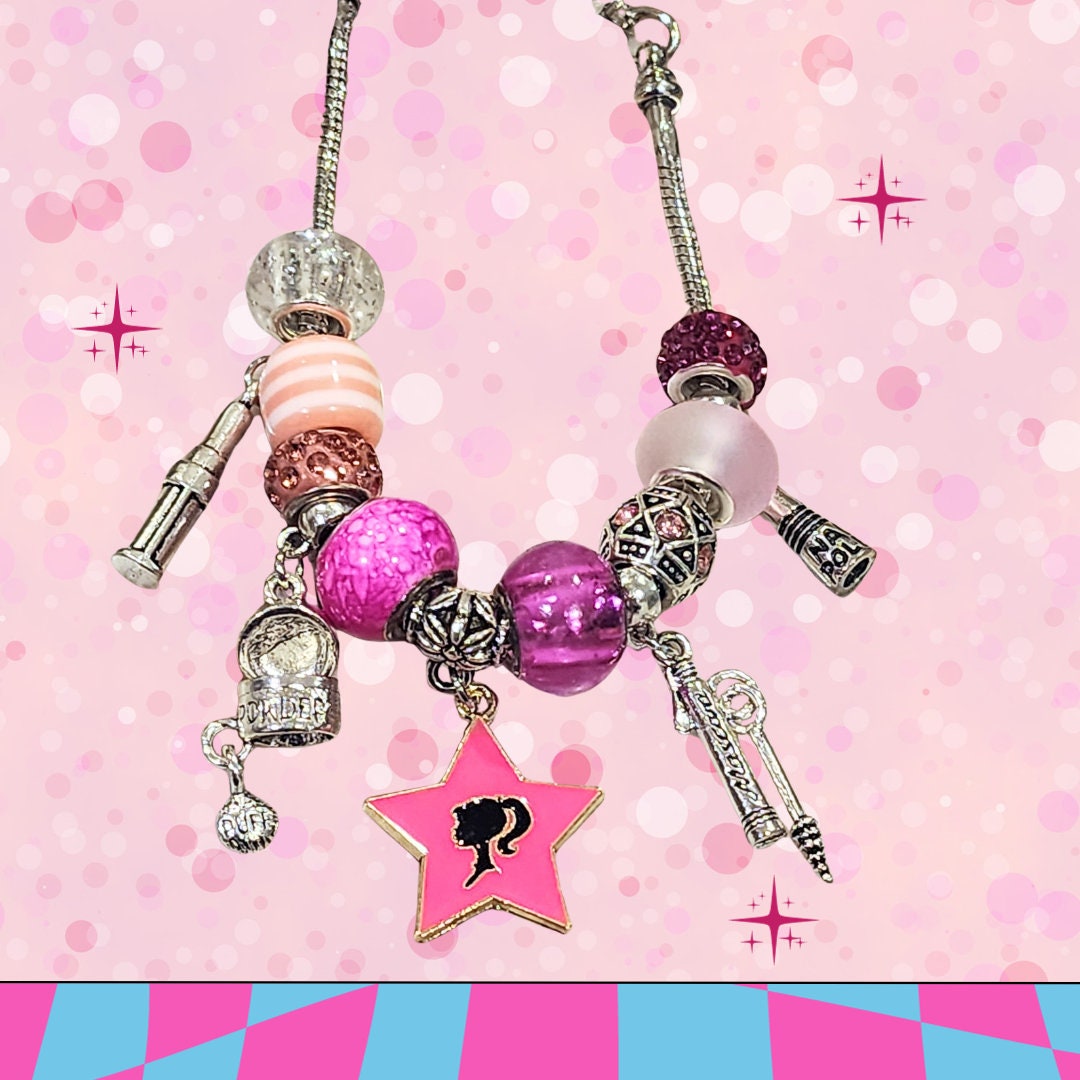 Barbie Girl Glam Inspired European Bead Charm Bracelet | 2 Sizes - Etsy