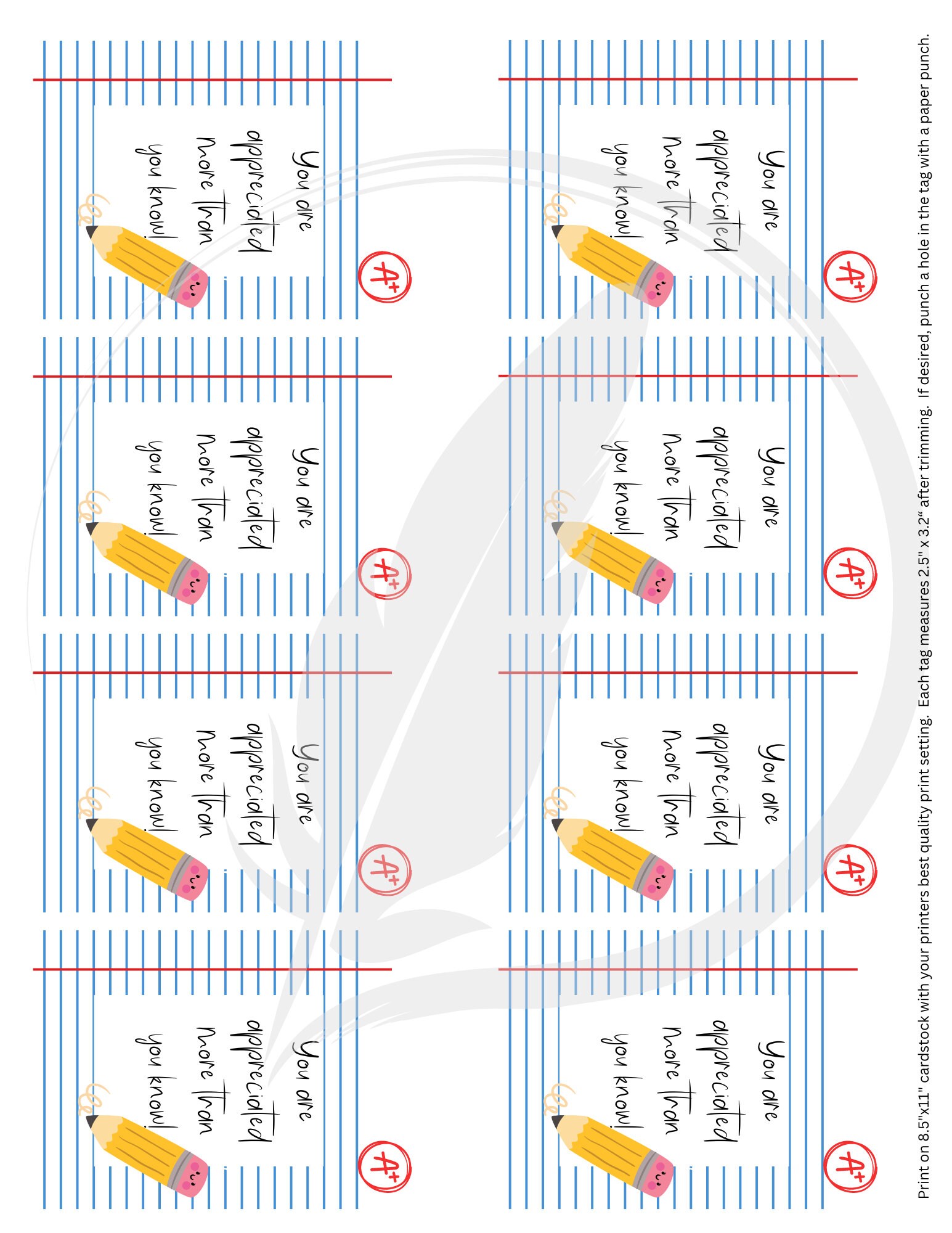 PRINTABLE You Are Appreciated, Teacher Appreciation Gift Tag, Thank You ...