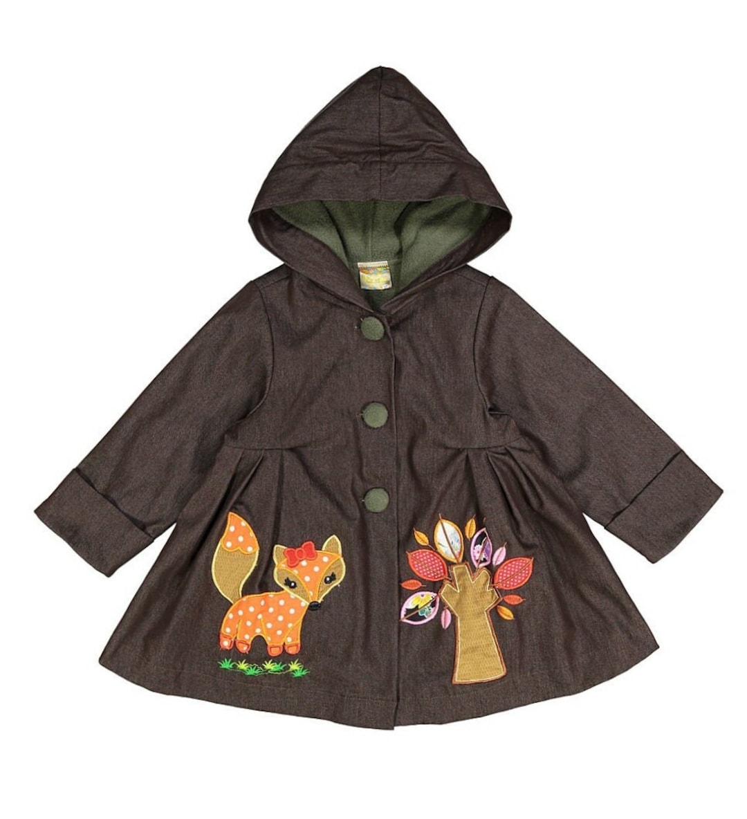 Girls roxy Foxy Fall Jacket / Fox Applique Twill Peacoat / Toddler ...
