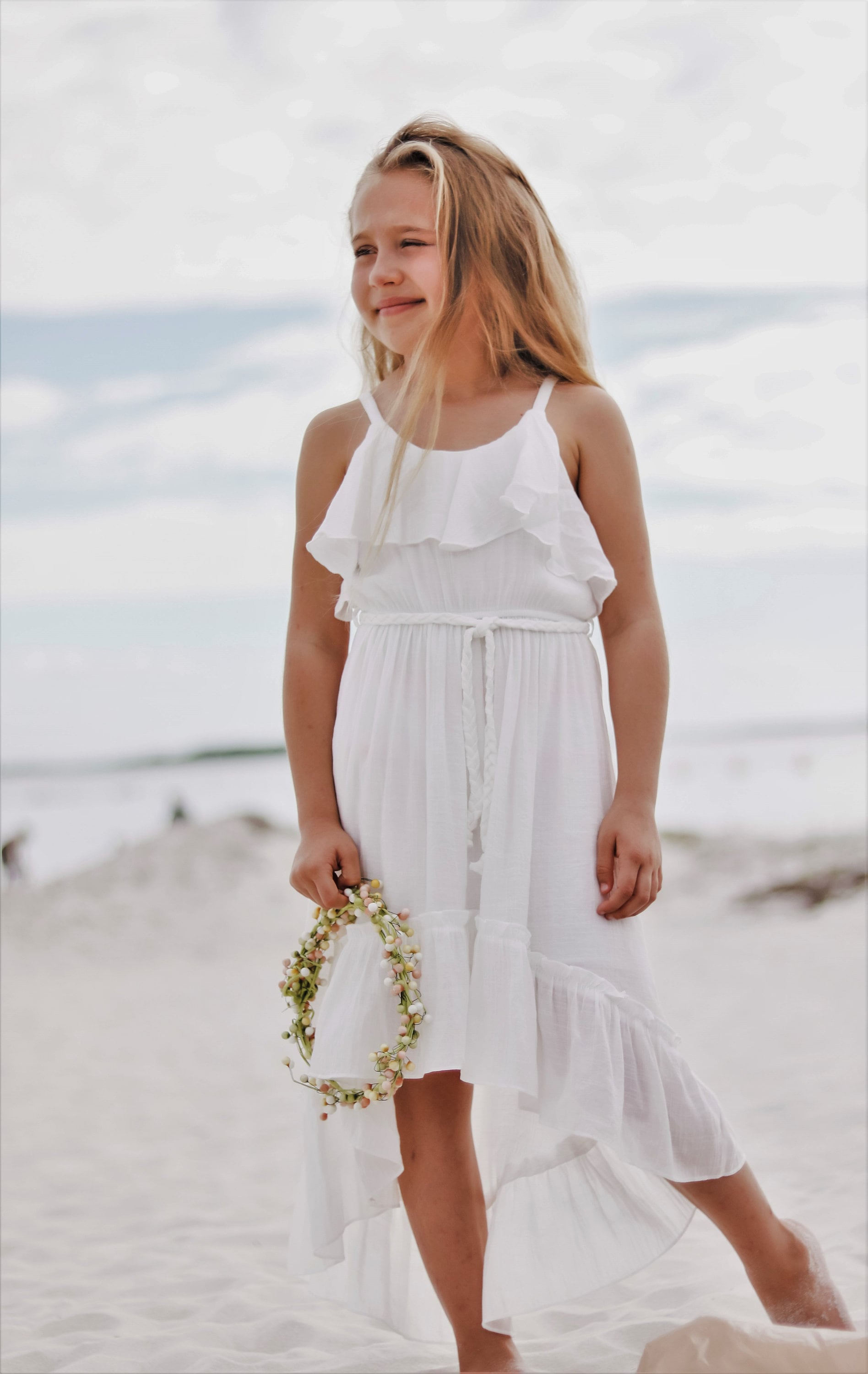 Girls White Beach Beauty Dress Boho Flower Girl Dress Etsy