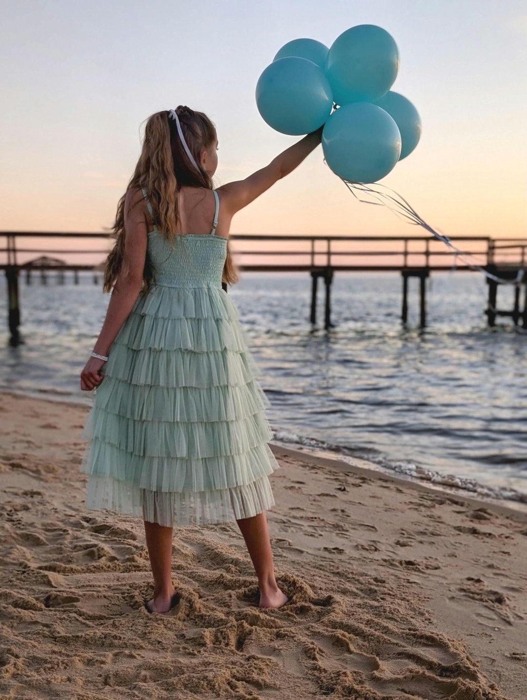 Mint Tulle Ruffle Dress: Girls' Party, Pageant, Bridesmaid Dess ...