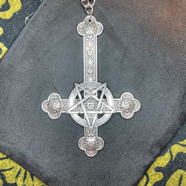 Black Gothic Inverted Cross Pendant Necklace - Etsy