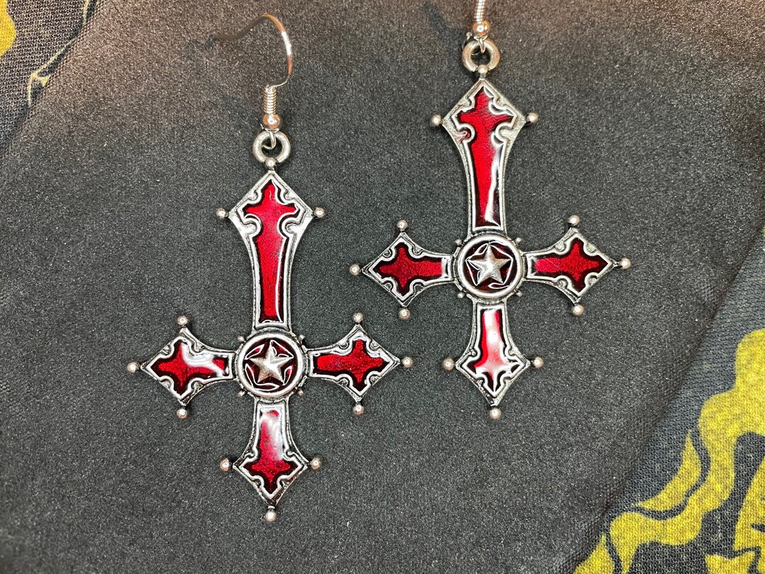 Red Crimson Bloody Upside Down Lucifer Cross Inverted Crucifix - Etsy