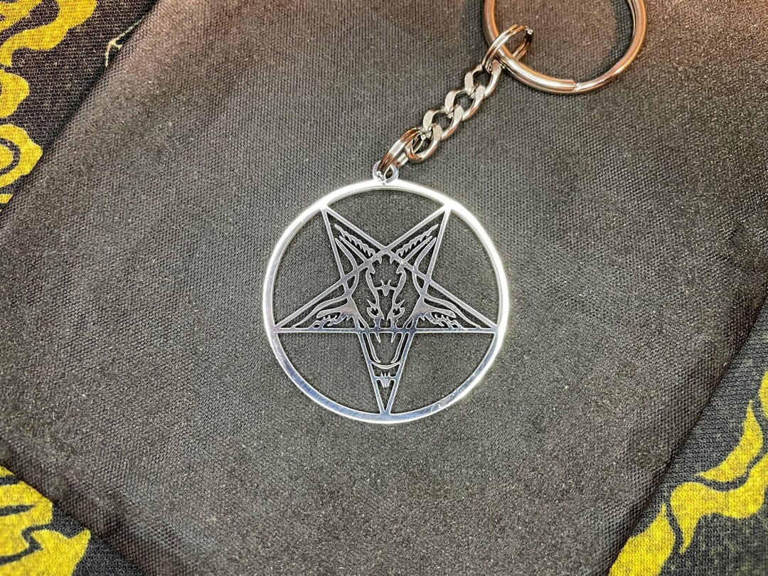 Sigil of Baphomet Inverted Pentagram Stainless Steel Keychain Church of ...