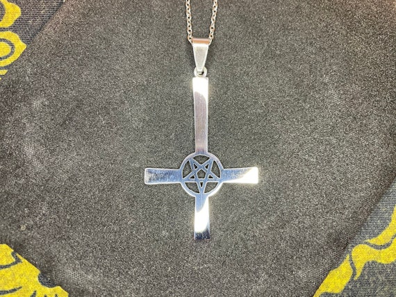 Upside Down Cross w/ Inverted Pentagram Stainless Steel | Etsy