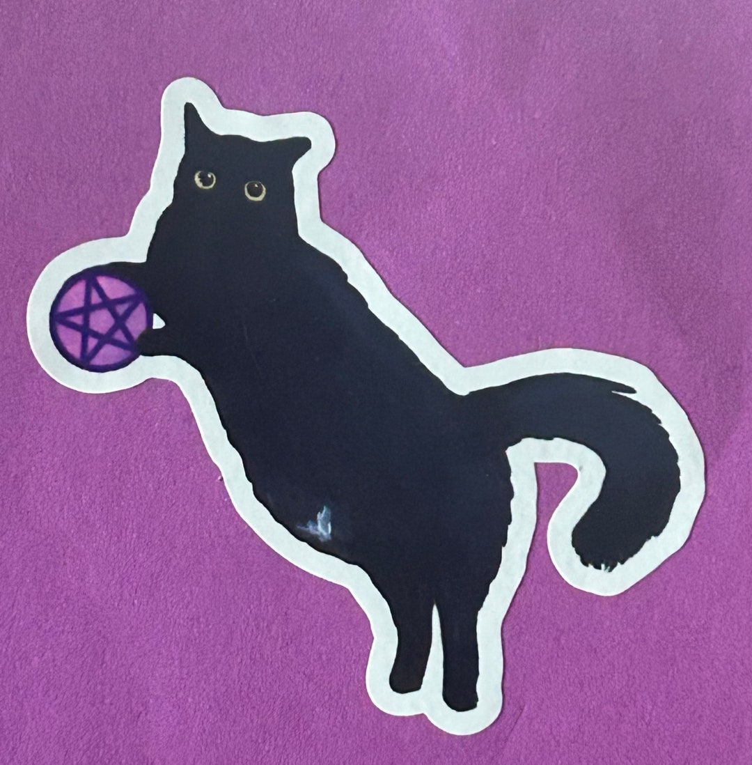 Black Cat Pentacle Sticker - Etsy