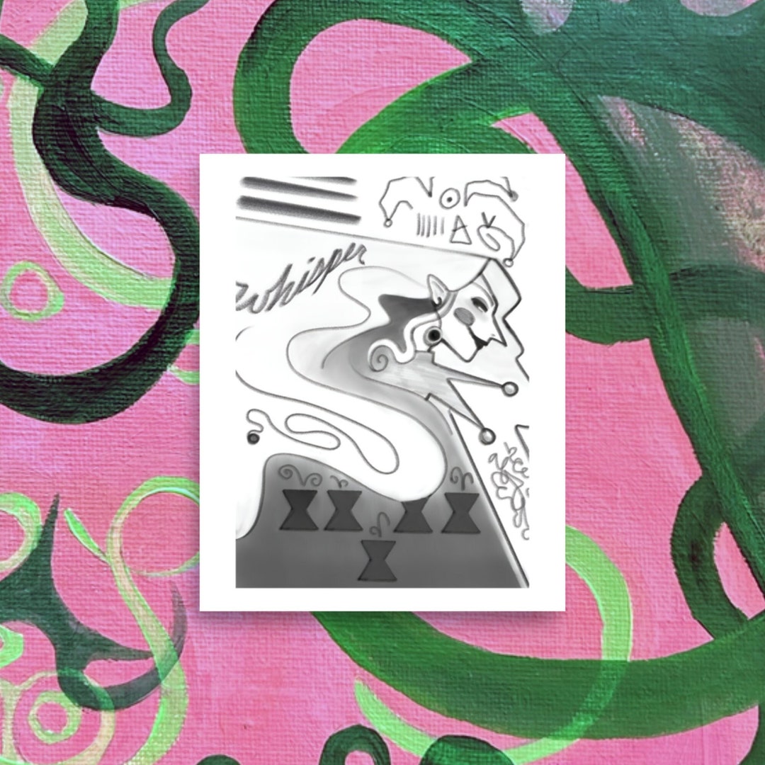 Whimsical Jester Art Print: Black and White Clowncore Decor (8x10) - Etsy