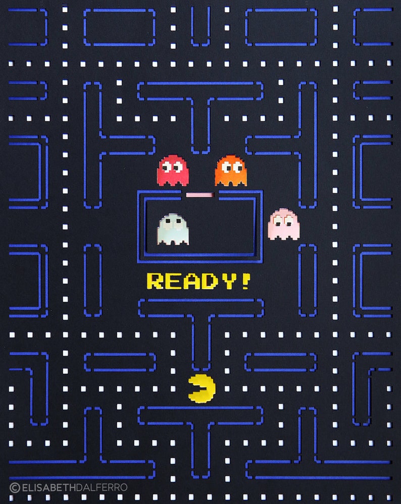 Pac-man, Poster, Cutout, Cutout, Vintage, Video Game, Game, Nes ...