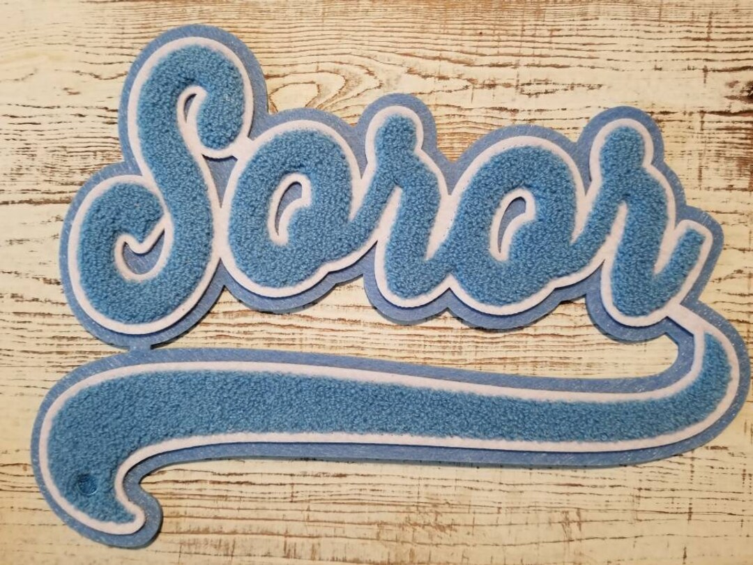 Soror Chenille Patch With Tail- Baby Blue & White (iron-on) - Etsy