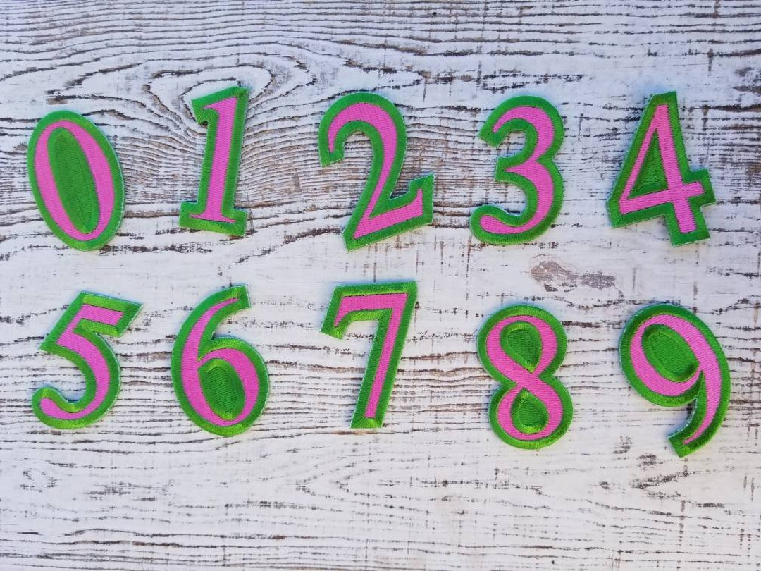 Pink and Green Iron-on Number Patch - 2 Inch - Etsy