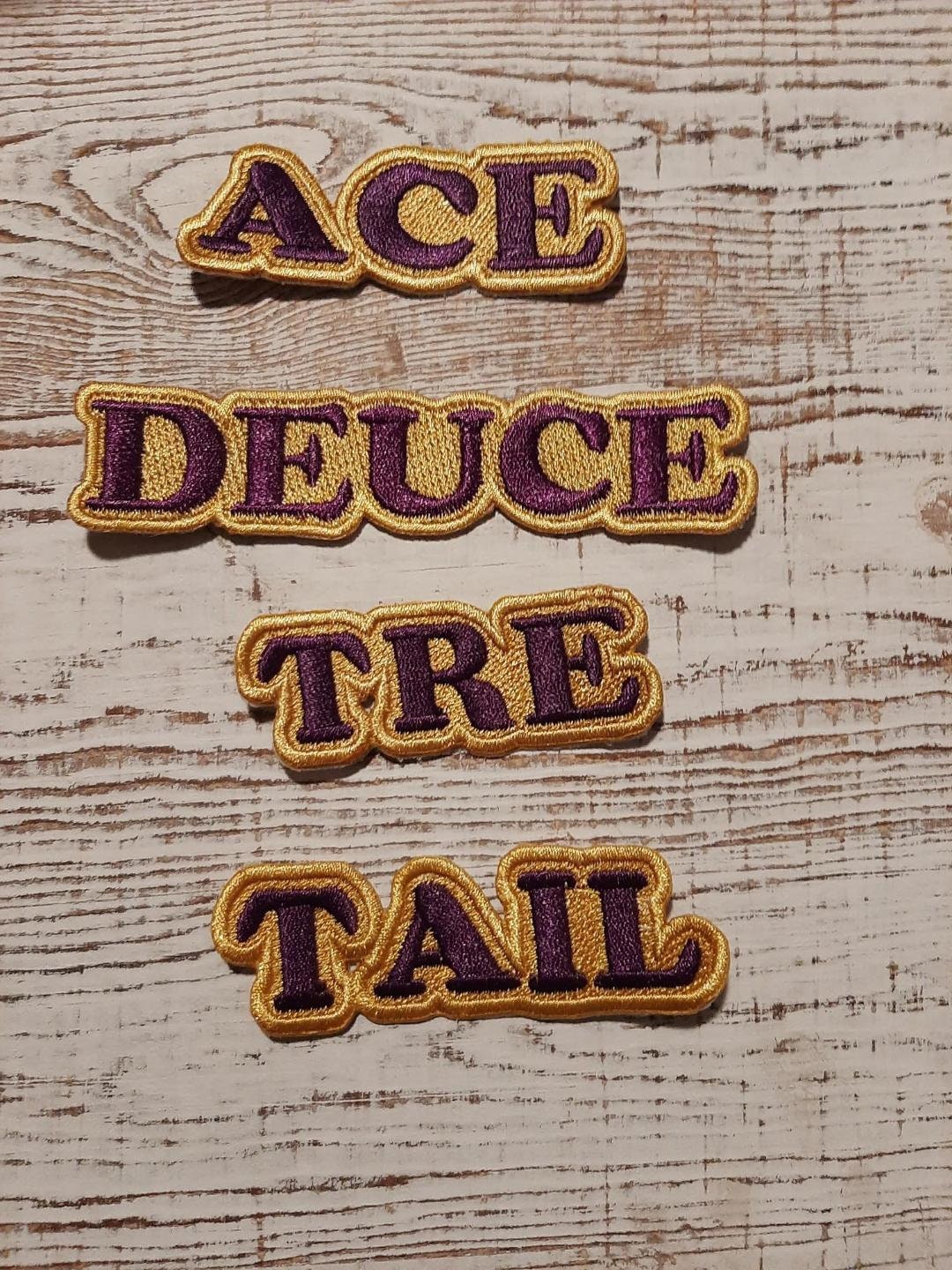 Ace, Deuce, Tre or Tail Patch (iron-on) Purple and Old Gold - Etsy