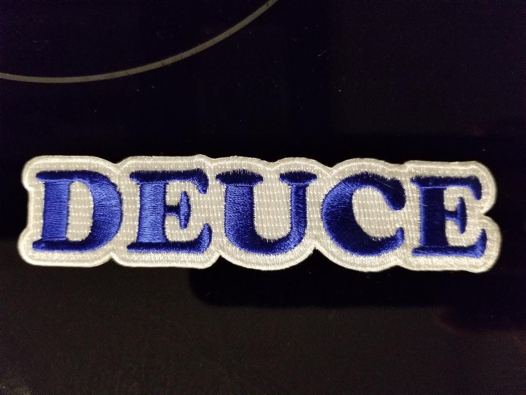 DEUCE Iron-on Embroidered 4.3/8" X 1" Patch (blue/white) - Etsy