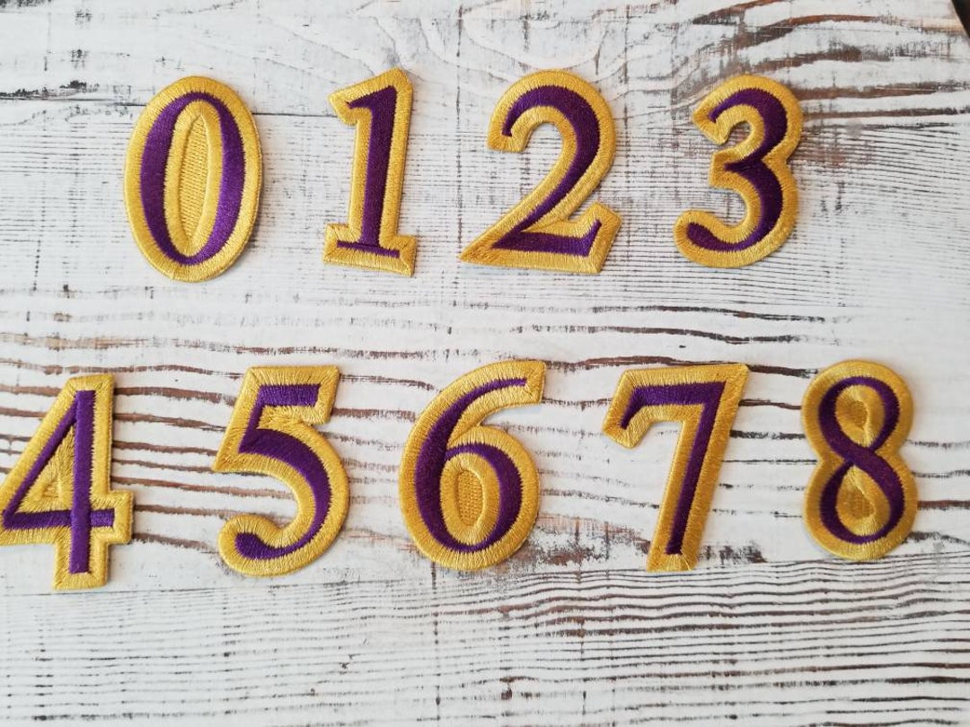 Purple and Old Gold 2 Inch Numbers (iron-on); Fraternity; Sorority ...