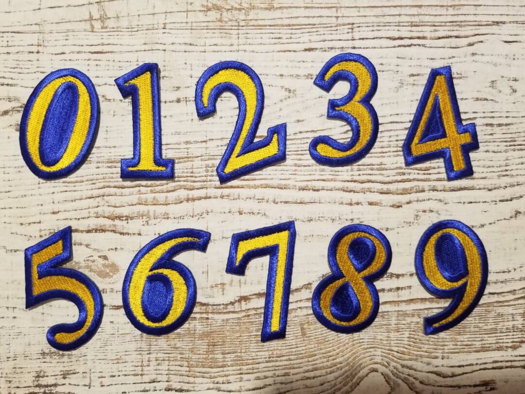 Blue and Gold 2" Numbers (iron-on); Sports, Sorority, Fraternity, Sgrho ...