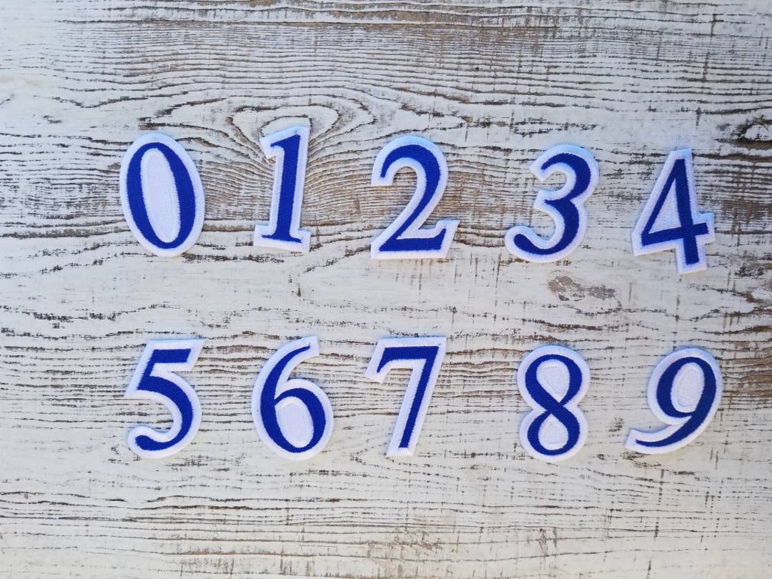 Royal Blue & White Iron-on Numbers: 2" Sports Patch - Etsy