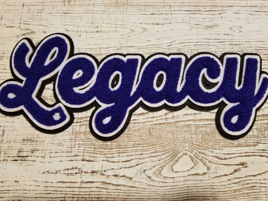 Legacy Chenille Patch- Blue and White (iron-on) 11" X 4.5" - Etsy