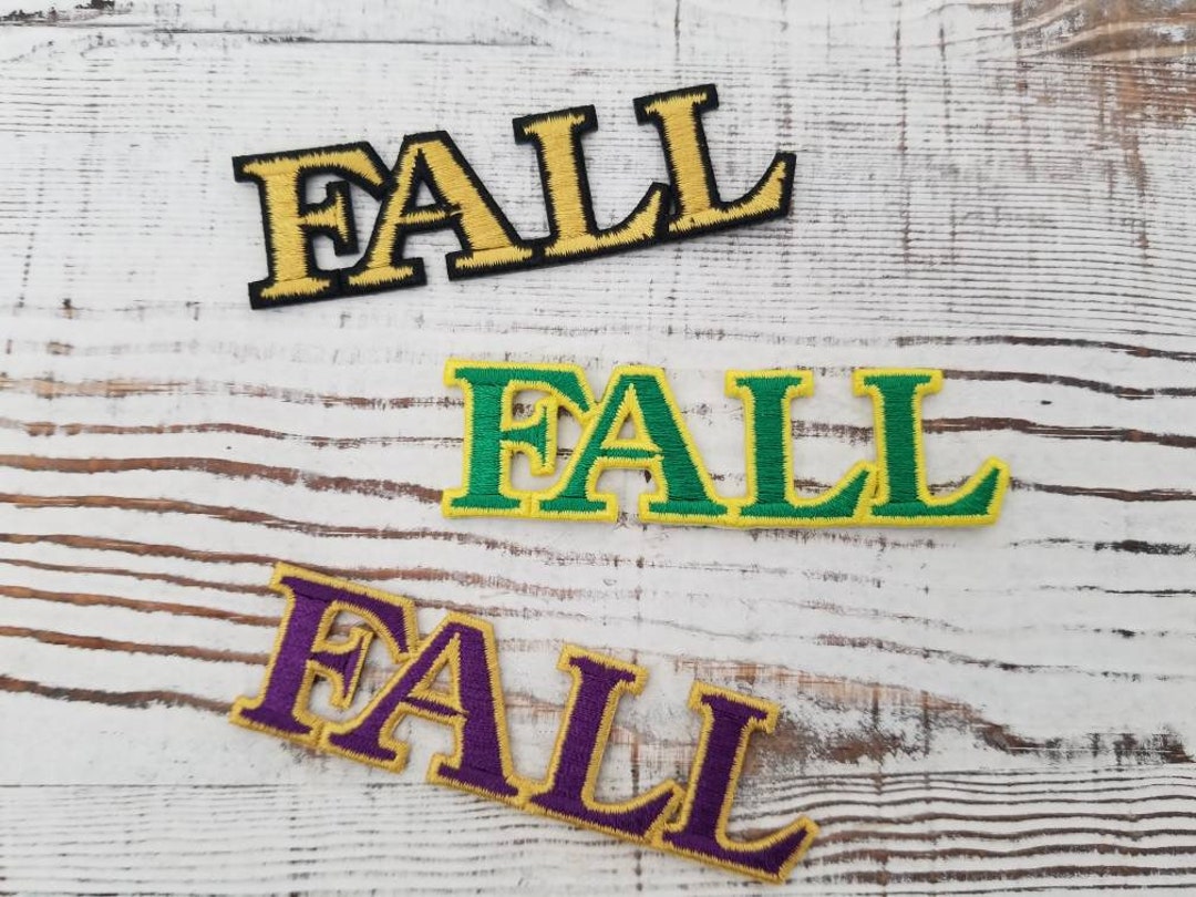 FALL Iron-on Patch: Black/gold, Green/yellow, Purple/gold (1x3.5") - Etsy