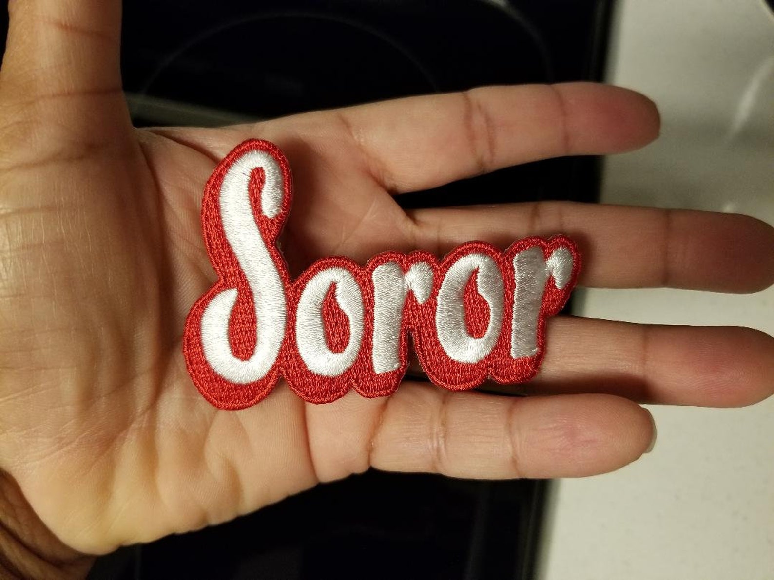 Soror 2x 3 Iron-on Embroidered Patch: red/white | Etsy