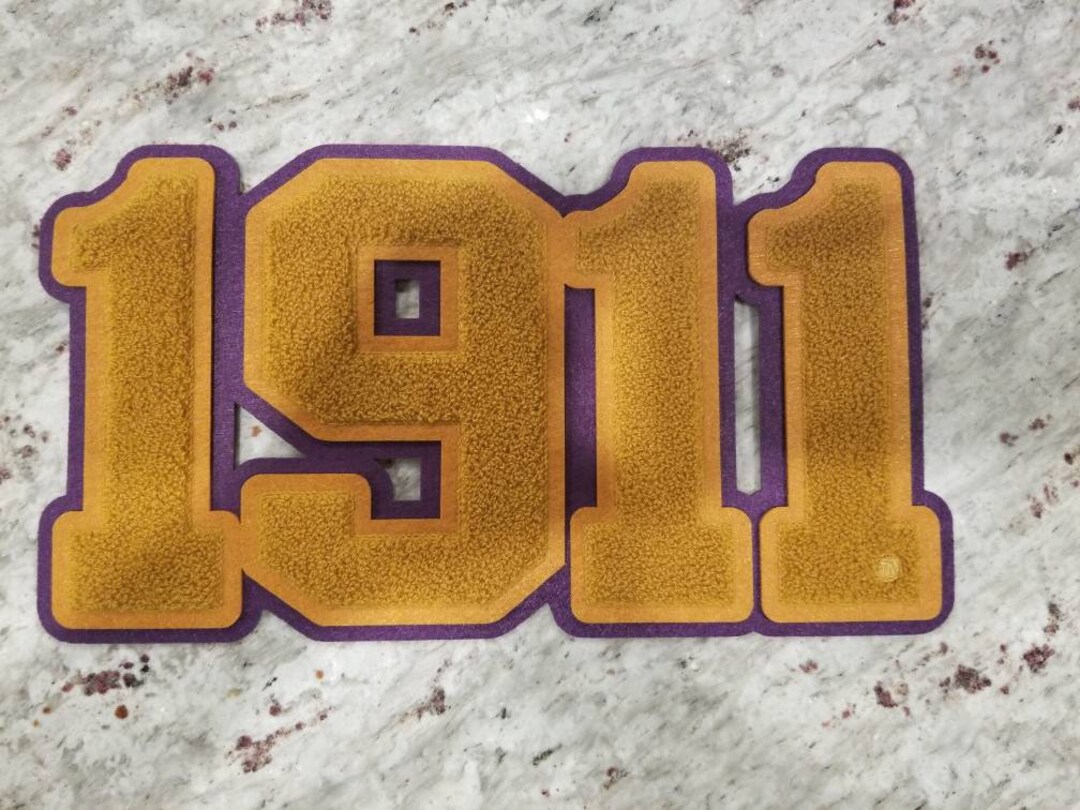 1911 Chenille Number; OLD GOLD and Purple; Fraternity; Roo; Size 11.5 ...