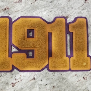 1911 Chenille Number; OLD GOLD and Purple; Fraternity; Roo; Size 11.5 ...