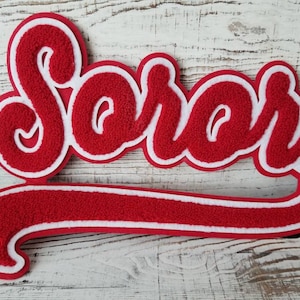Soror Chenille Patch With Tail - Red & White ( Iron-on) - Etsy