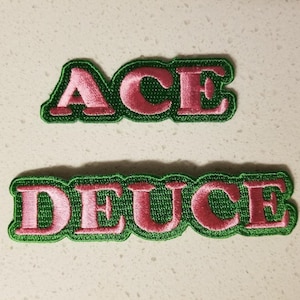 DEUCE Iron-on Embroidered 4.3/8" X 1" Patch (pink/green) - Etsy