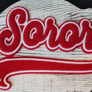 Soror Chenille Patch With Tail - Red & White ( Iron-on) - Etsy
