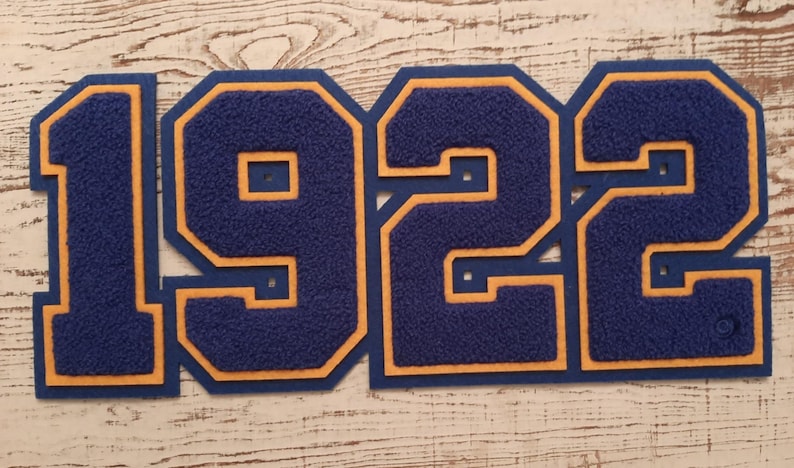 1922 Blue Chenille Number Set Royal With Gold and Royal Trim All 4 ...