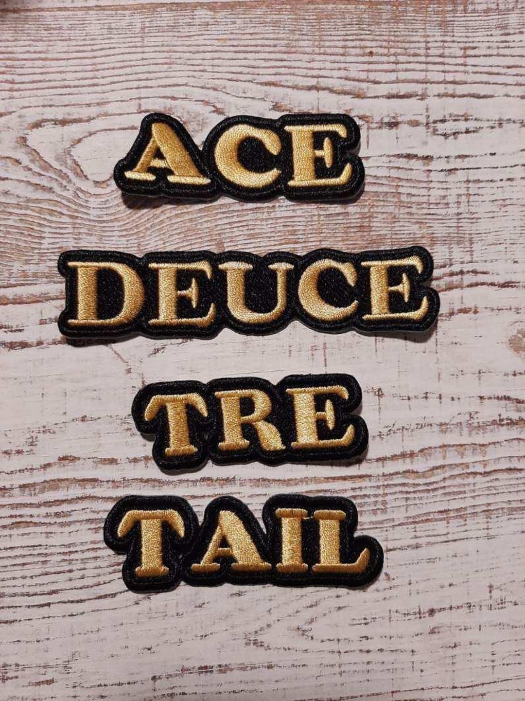 Ace, Deuce, Tre or Tail Patch (iron-on) Black and Old Gold - Etsy