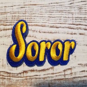 Soror 2"x3" Iron-on Embroidered Patch (royal/gold) - Etsy