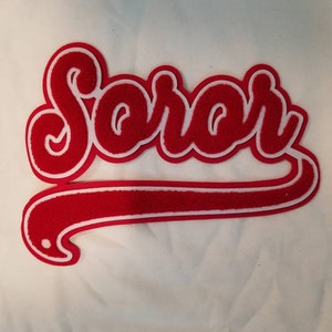 Soror Chenille Patch With Tail - Red & White ( Iron-on) - Etsy