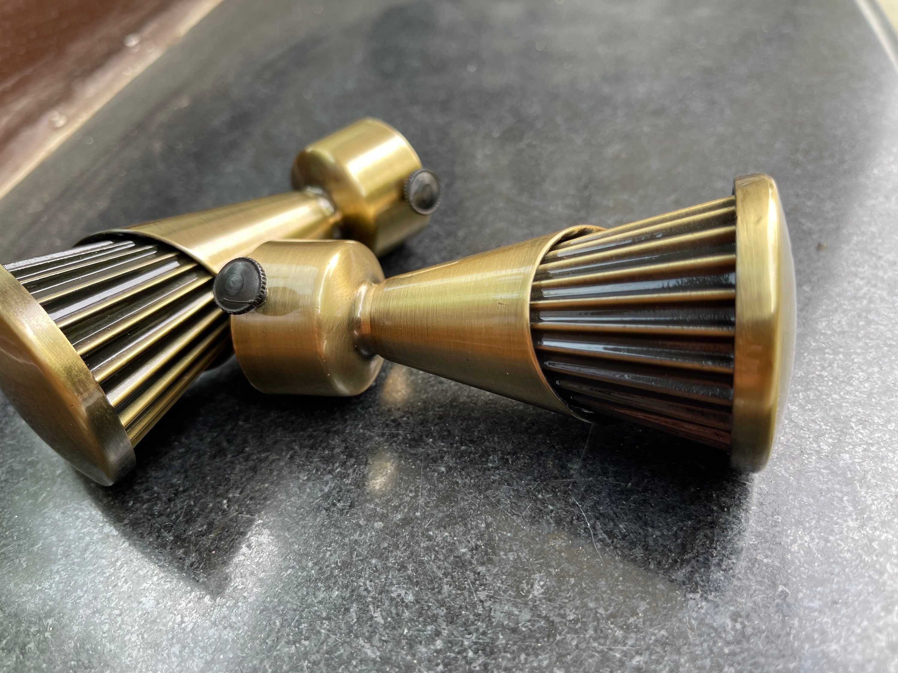 Pair of Curtain Finial Antic Brass Finials Curtain Pole Finials. Brass ...