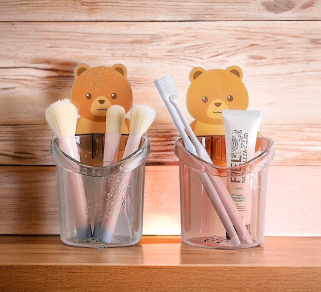 Teddy Bear Jar Holder Storage Wall Mount Art Supplies Toothbrush ...