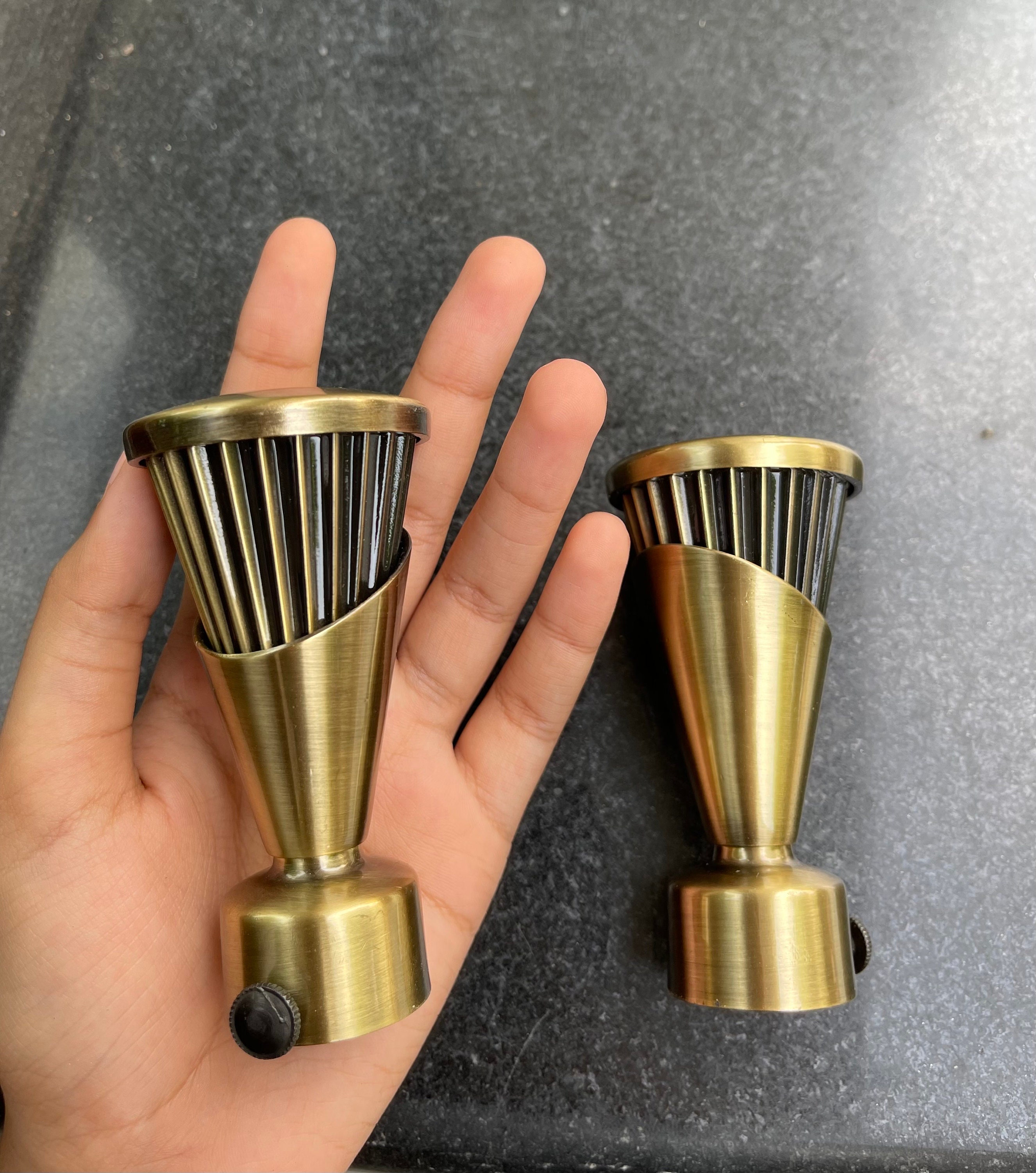 Pair of Curtain Finial Antic Brass Finials Curtain Pole Finials. Brass ...