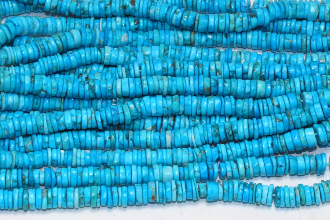 AAA Turquoise Heishi Shape Approx 5-6 Mm Gemstone Beads Smooth Beads 16 ...