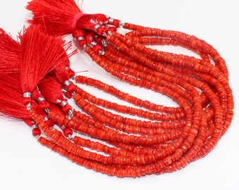 Chunky Red Coral Beads Big Heishi Coral Beads Red Jewelry Beads Large ...