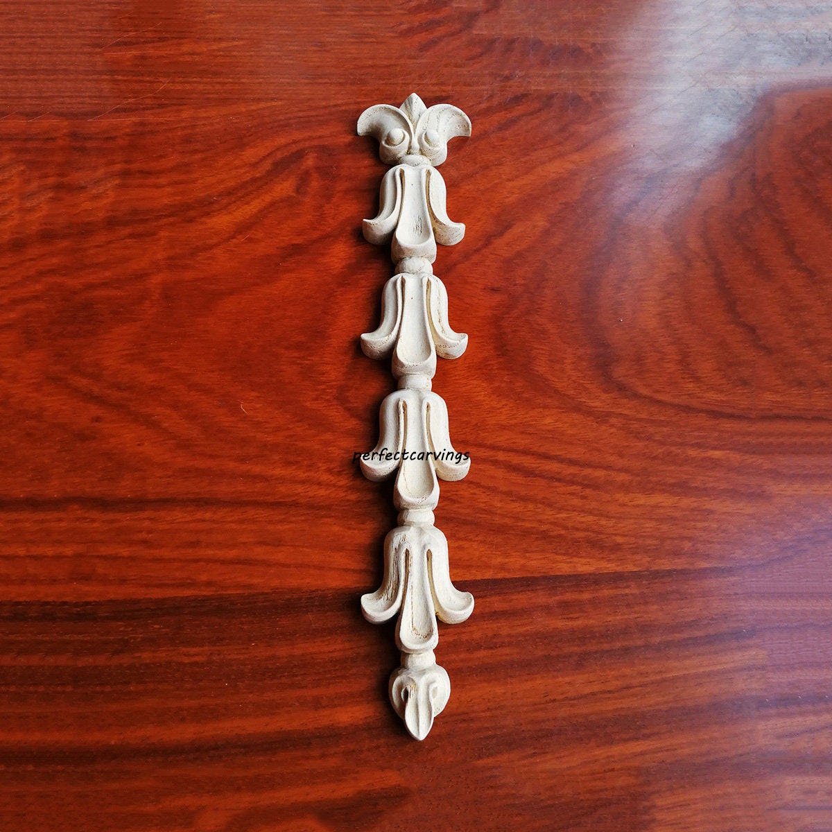 PAIR of Bell Flower Drop Carved Wood Appliques, Furniture Onlays ...