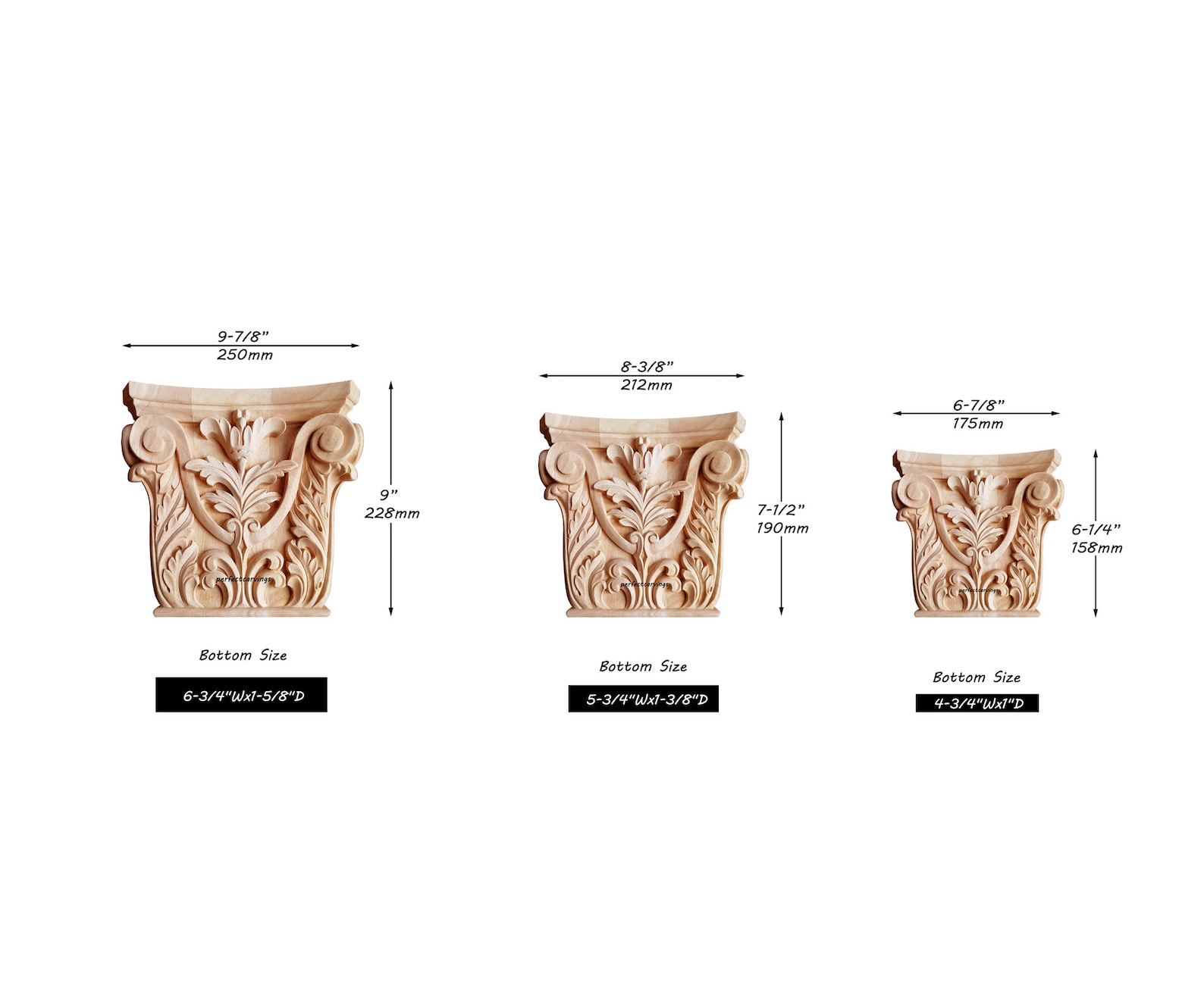 2PCS Vigorous Leaf Scroll Carved Capital for Pilaster Columns - Etsy