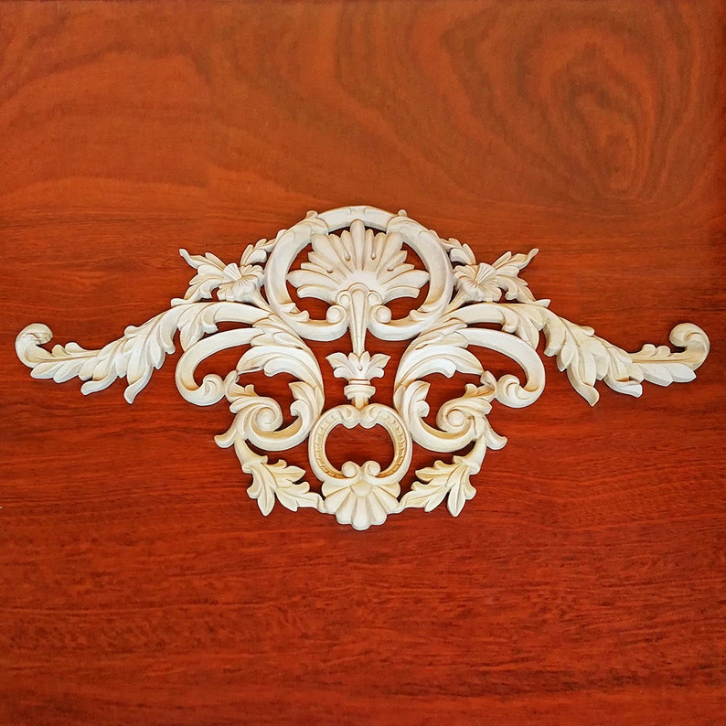 Large Floral Leaf Scroll Carved Applique for Wall, Panel and Rangehood ...