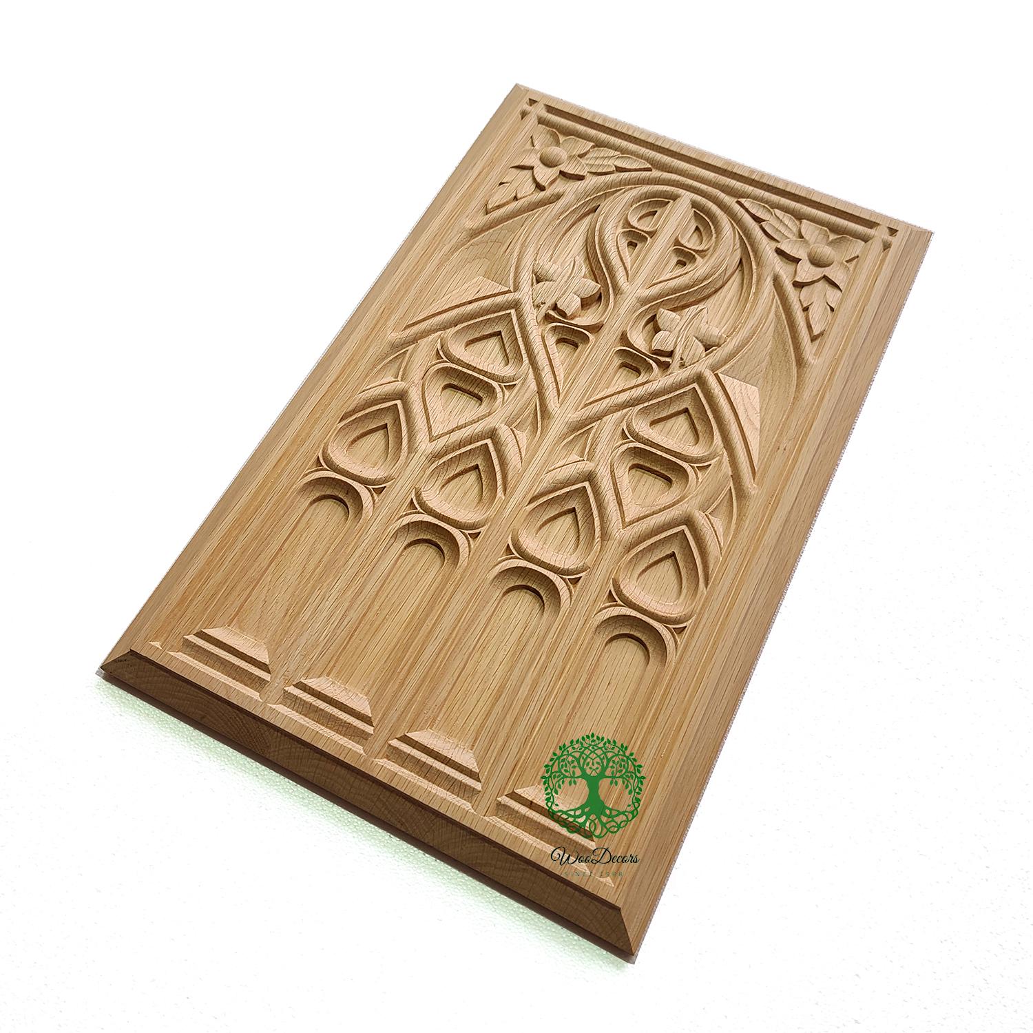 PAIR of Solid Carved Gothic Style Wood Panel, 13-1/2"wx21-1/4"h ...