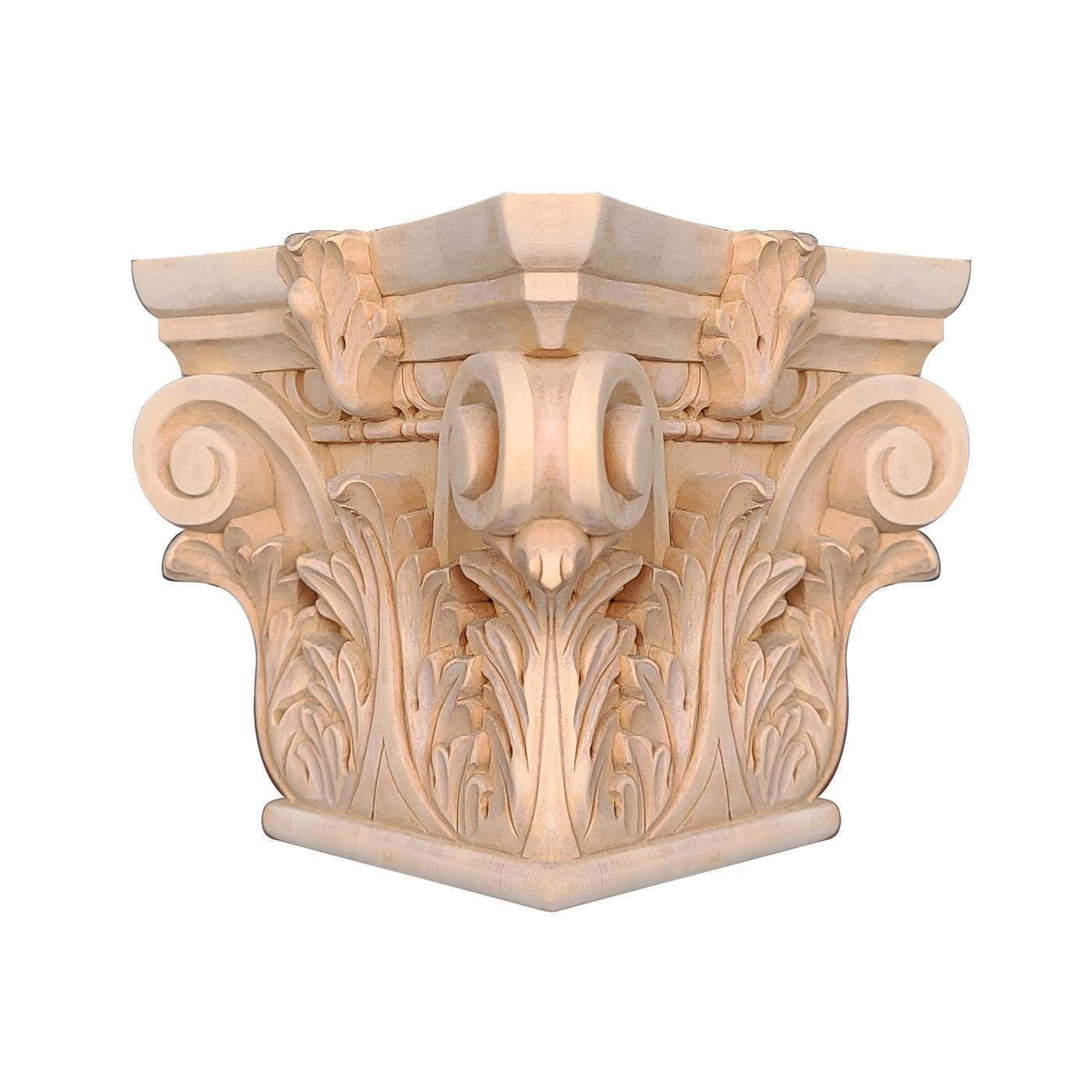Wood Carved Square Roman Corinthian Capital for 4", 5" & 6-1/4" Square ...