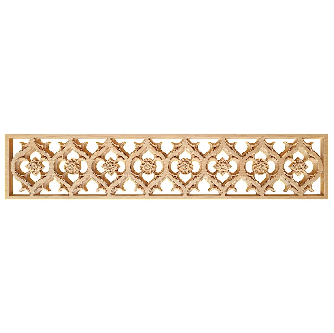 Solid Carved Gothic Style Wood Panel, Gothic Tracery, 30-3/4"wx7"h ...