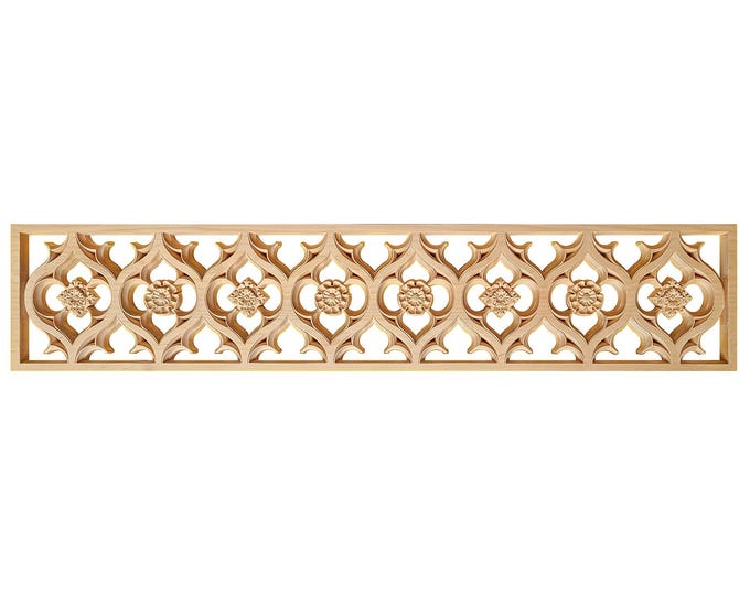 Solid Carved Gothic Style Wood Panel, Gothic Tracery, 30-3/4"wx7"h ...