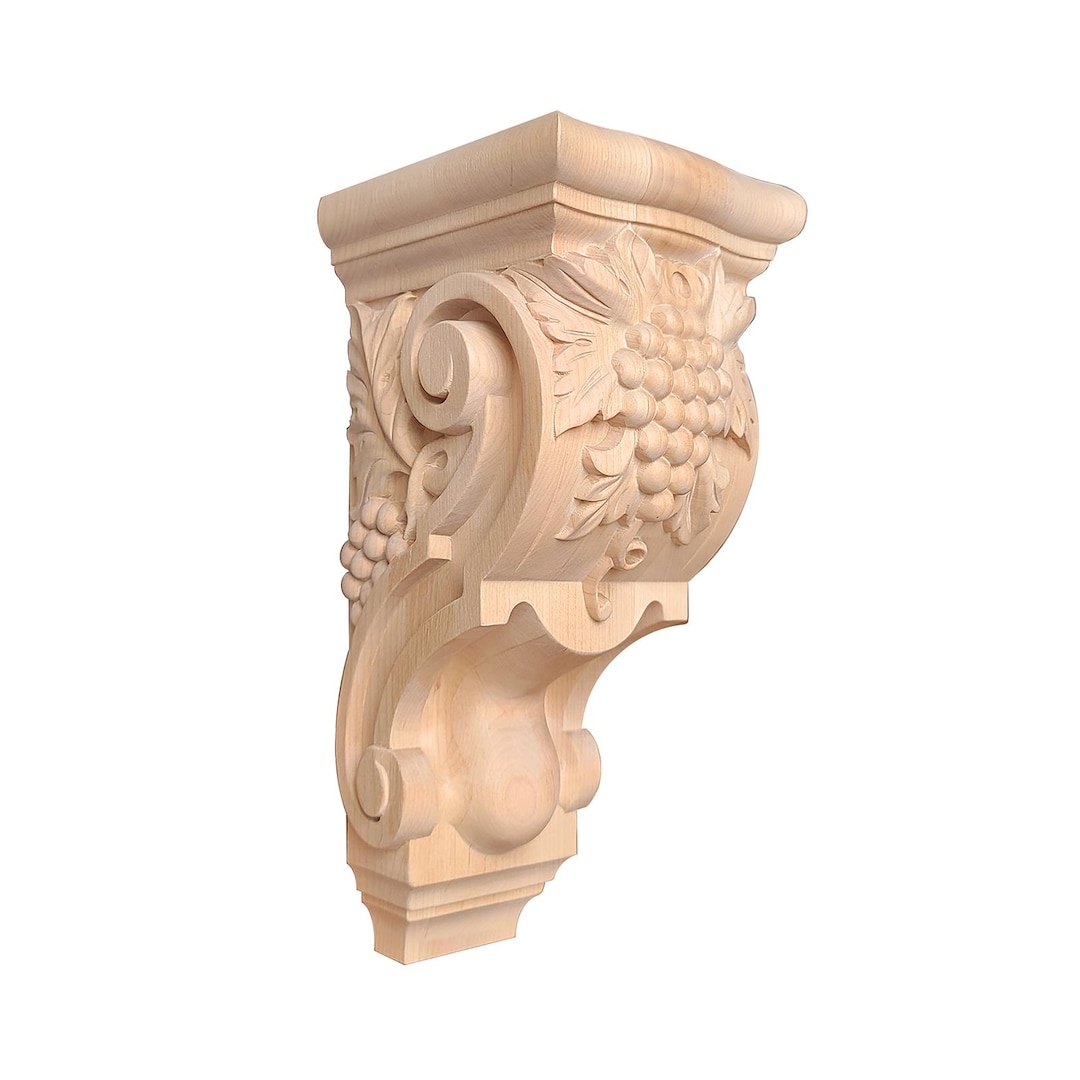 PAIR of Elegant Grape Carved Wood Corbels, Available in 7-7/8", 10-7/8 ...