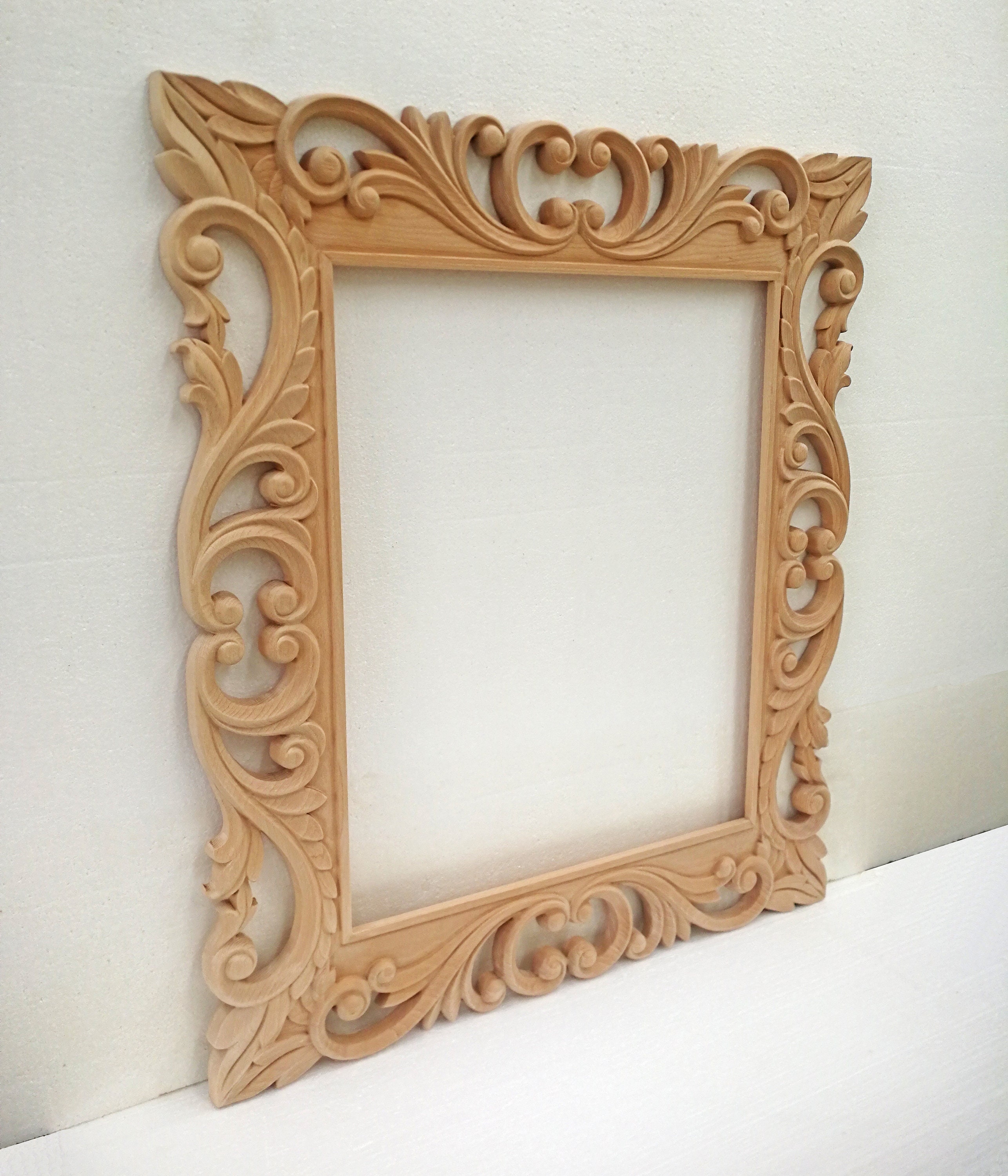 Leaf Scroll Carved Wood Wall Mirror Frame, Picture Frame, Painting ...