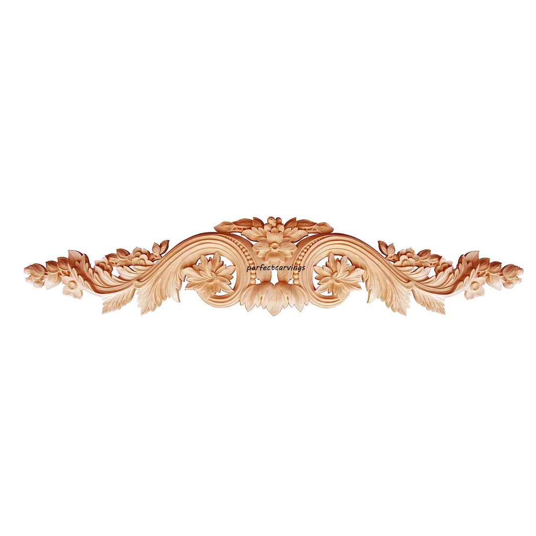 Floral Scroll With Pearl Carved Door Header Appliqué, Onlay for ...