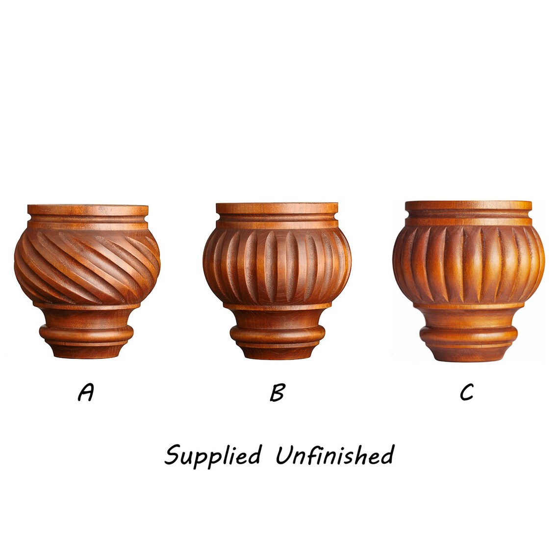 2PCS Reeded Fluted and Swirl Carved 4-1/2h Bun Foot - Etsy