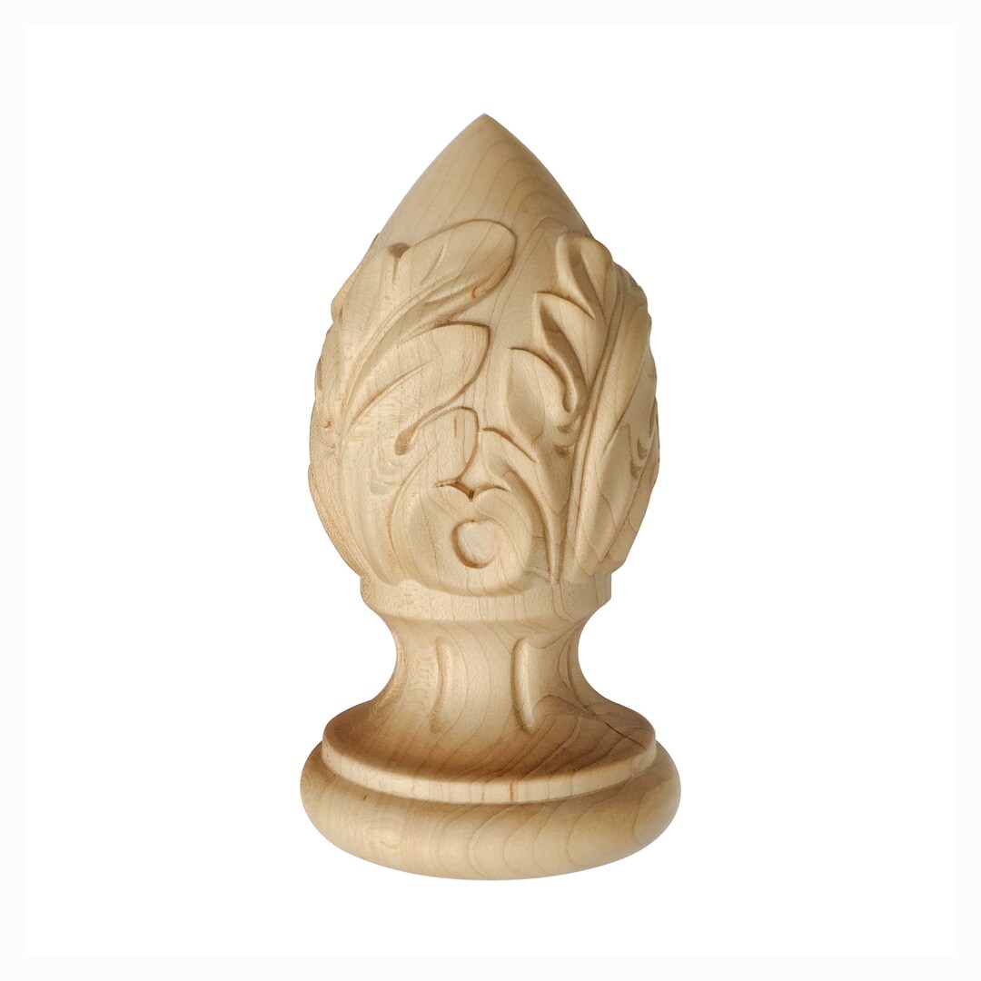 Vivid Spiral Leaf Wood Carved Finial for Posts - Etsy