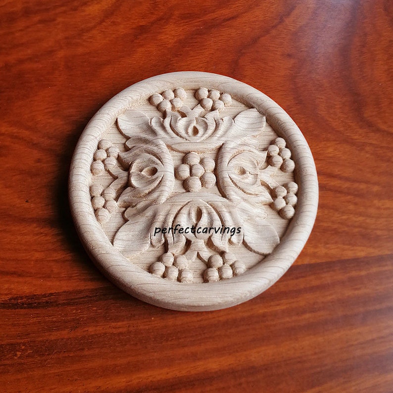 2PCS Leaf & Berry Carved Wood Rosette - Etsy