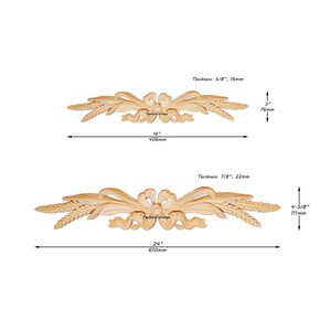 Delicate Carved Wheat Ribbon Wood Applique Onlay, Single, Available in ...